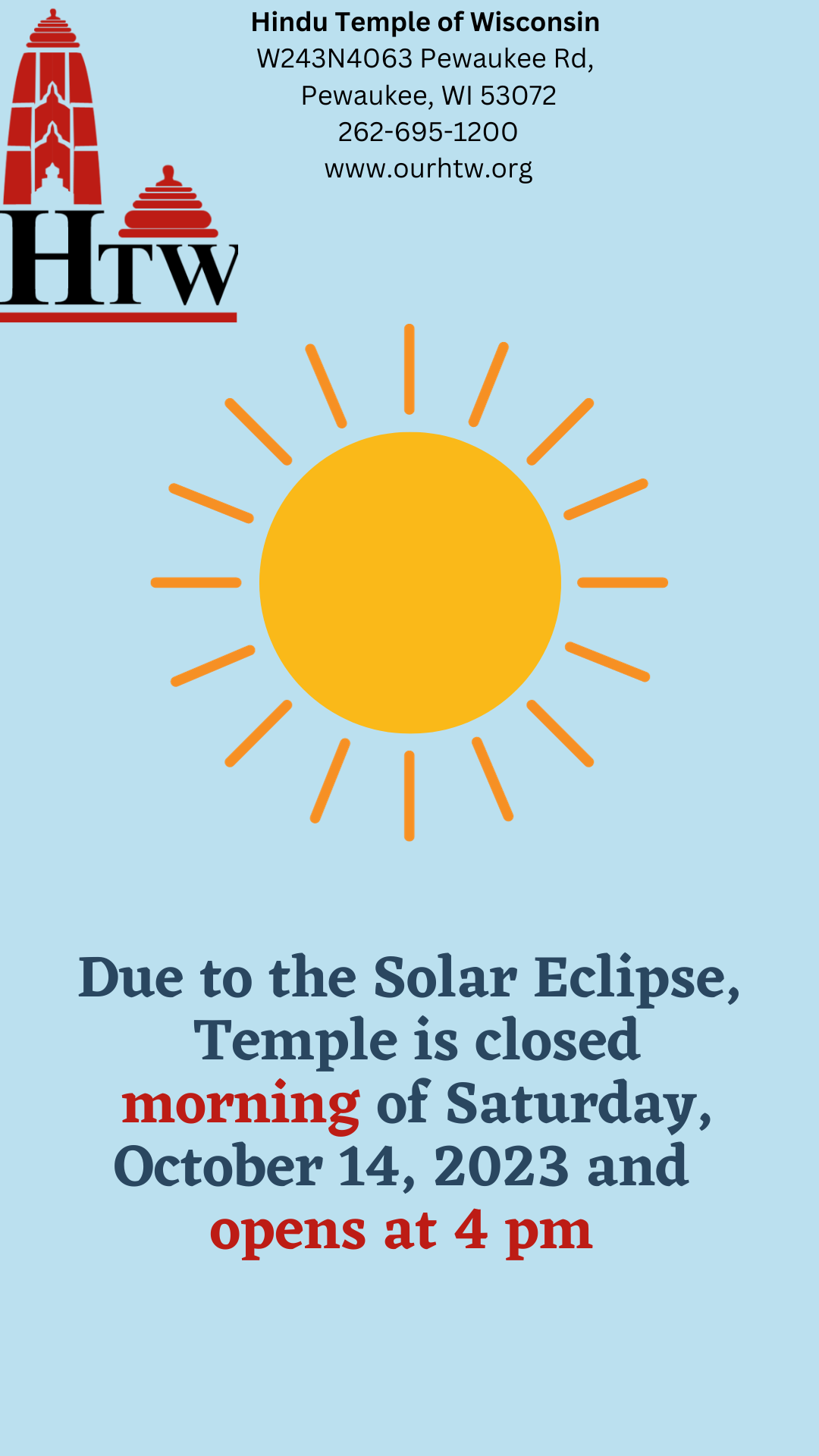Solar Eclipse | Hindu Temple of Wisconsin